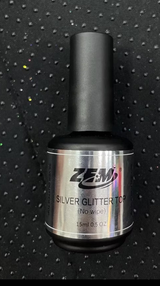 TOP COAT ZEM DE GLITTER SILVER PRATA – Nex Nails